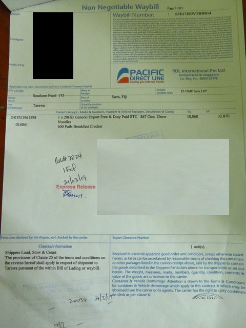 Kiribati Trade Portal import and export procedures